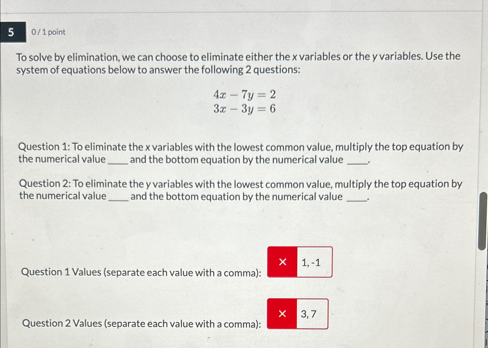 Solved 50/1 ﻿pointTo solve by elimination, we can choose to | Chegg.com