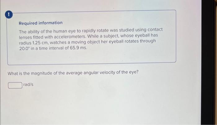 Solved Required information The ability of the human eye to | Chegg.com