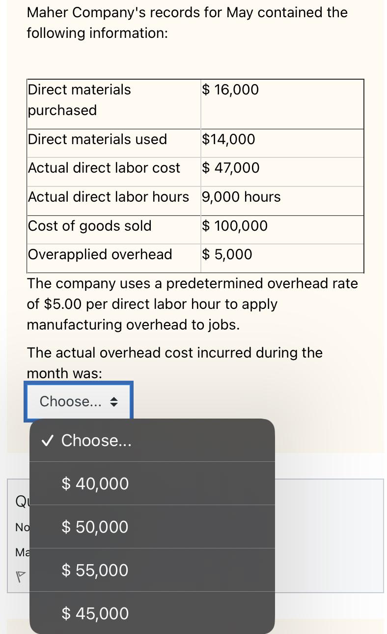 Solved Maher Company's records for May contained the | Chegg.com