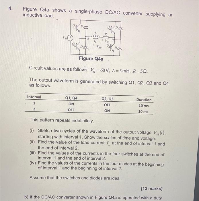 Solved Figure Q4a shows a single-phase DC/AC converter | Chegg.com