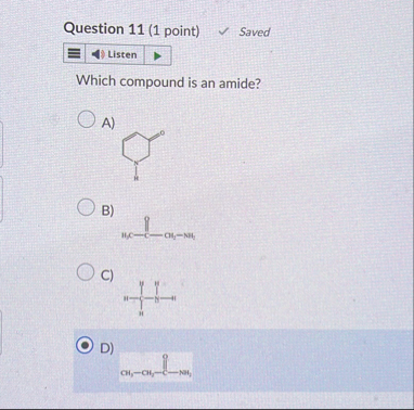 Solved Question 11 (1 ﻿point) ﻿SavedWhich compound is an | Chegg.com