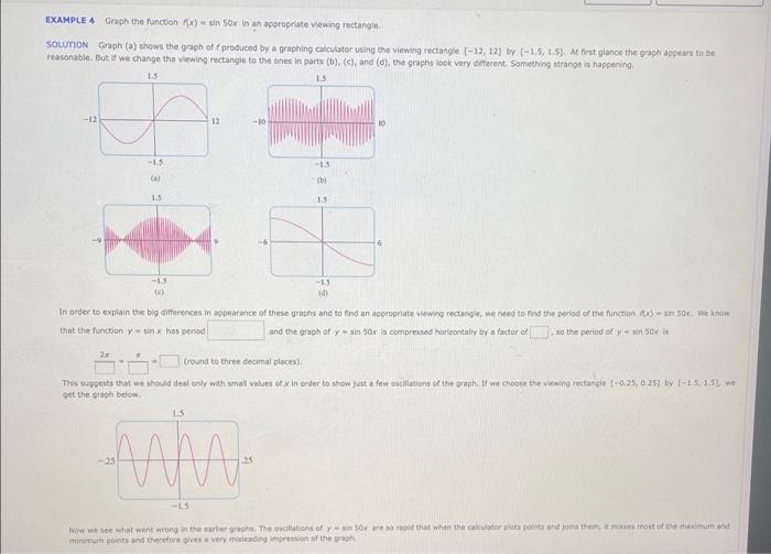 Solved EXAMPLE 4 Graph the function f(x)=sin50x in an | Chegg.com