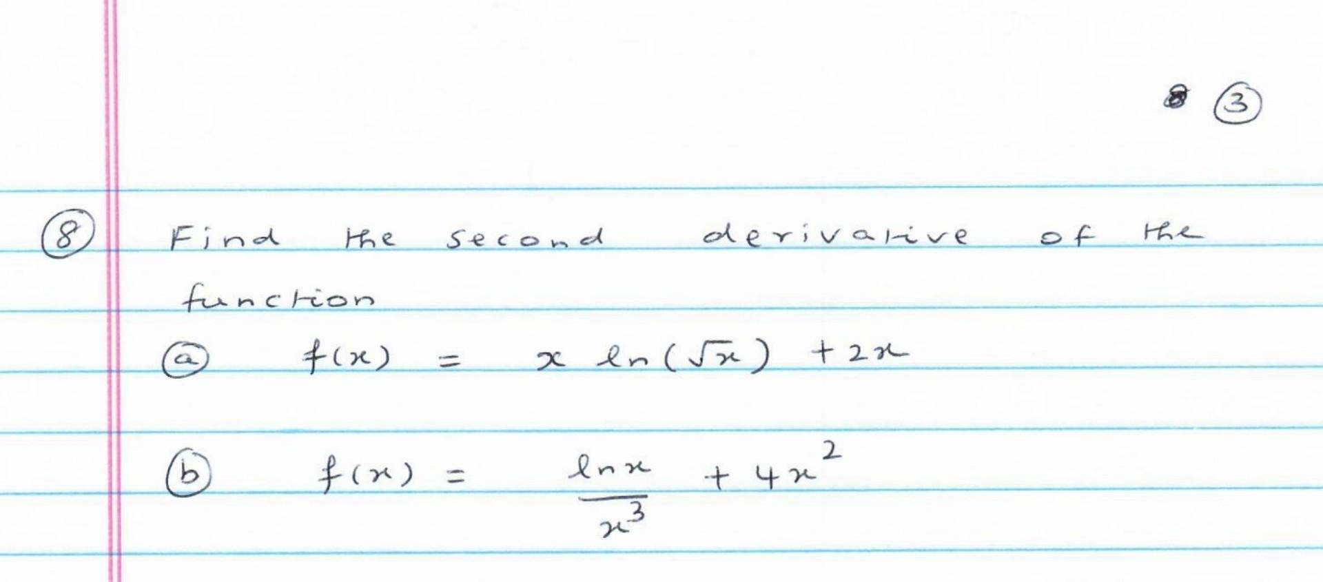 Solved Find the second derivative of the function (a) | Chegg.com