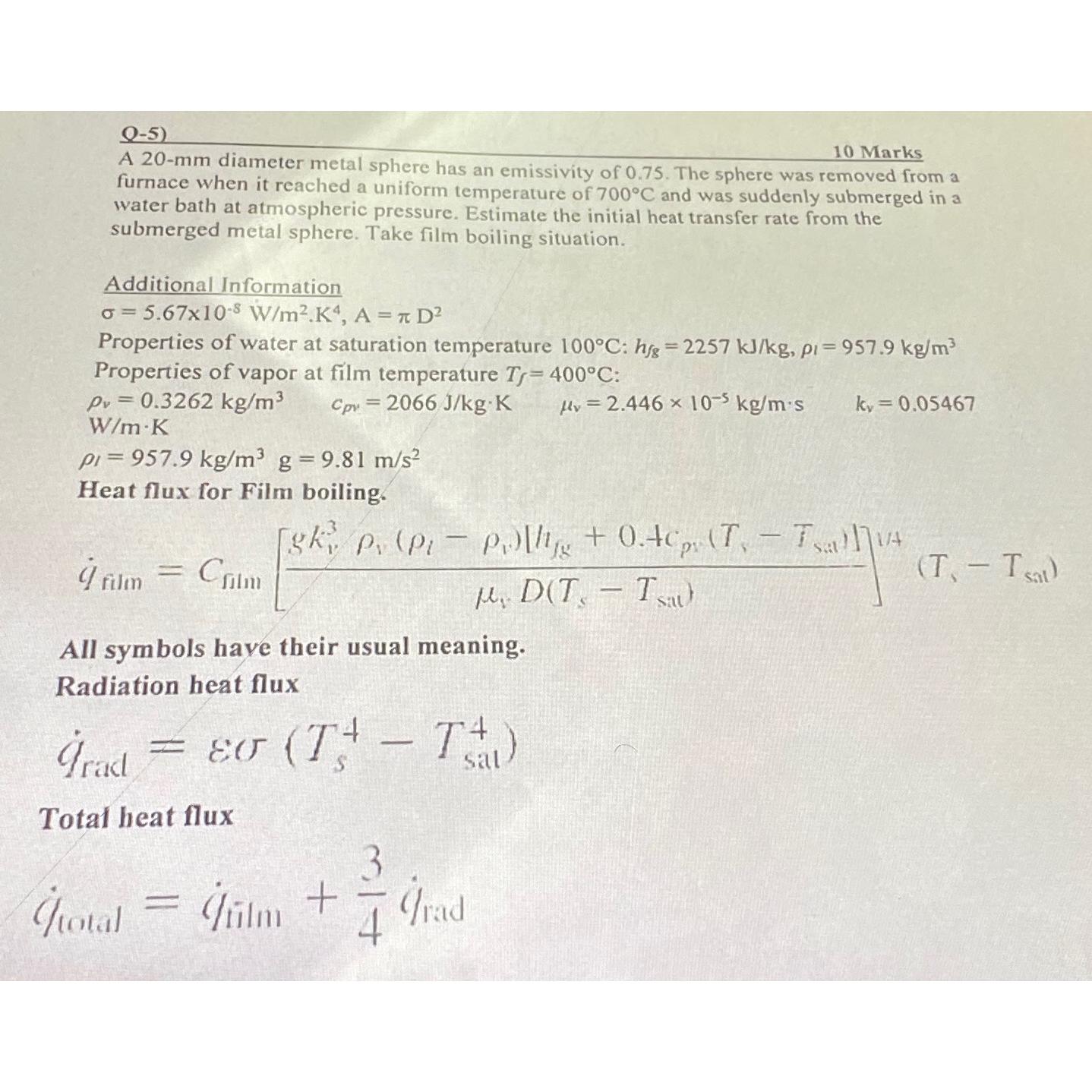 Solved Q-5)10 ﻿MarksA 20-mm ﻿diameter metal sphere has an | Chegg.com