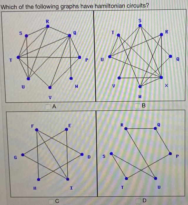Solved Which of the following graphs have hamiltonian | Chegg.com