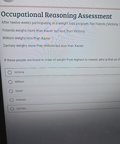 Solved How to solve Occupational Reasoning AssessmentAfter | Chegg.com