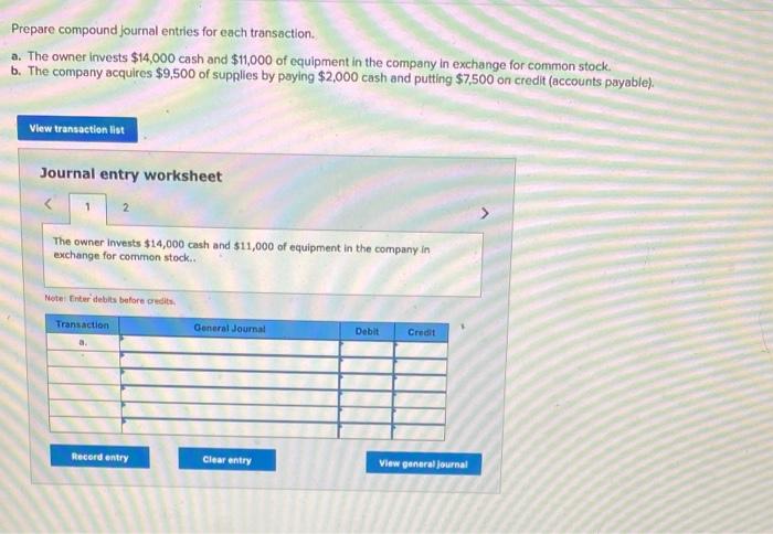 Solved Prepare compound journal entries for each | Chegg.com