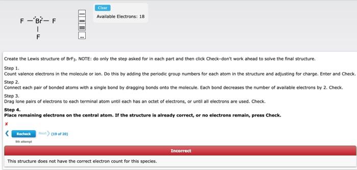 Solved Create the Lewis structure of BrFF. NOTE: do only the | Chegg.com