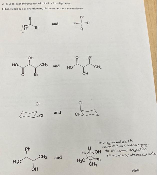 Solved 2. a) Label each stereocenter with its R or S | Chegg.com