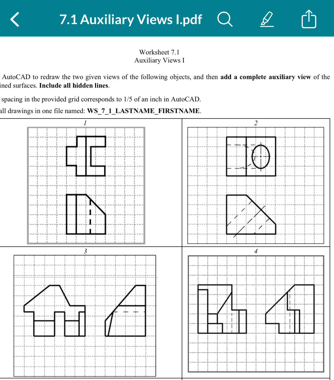 Solved Please answer number 4. ﻿Complete auxiliary view of | Chegg.com
