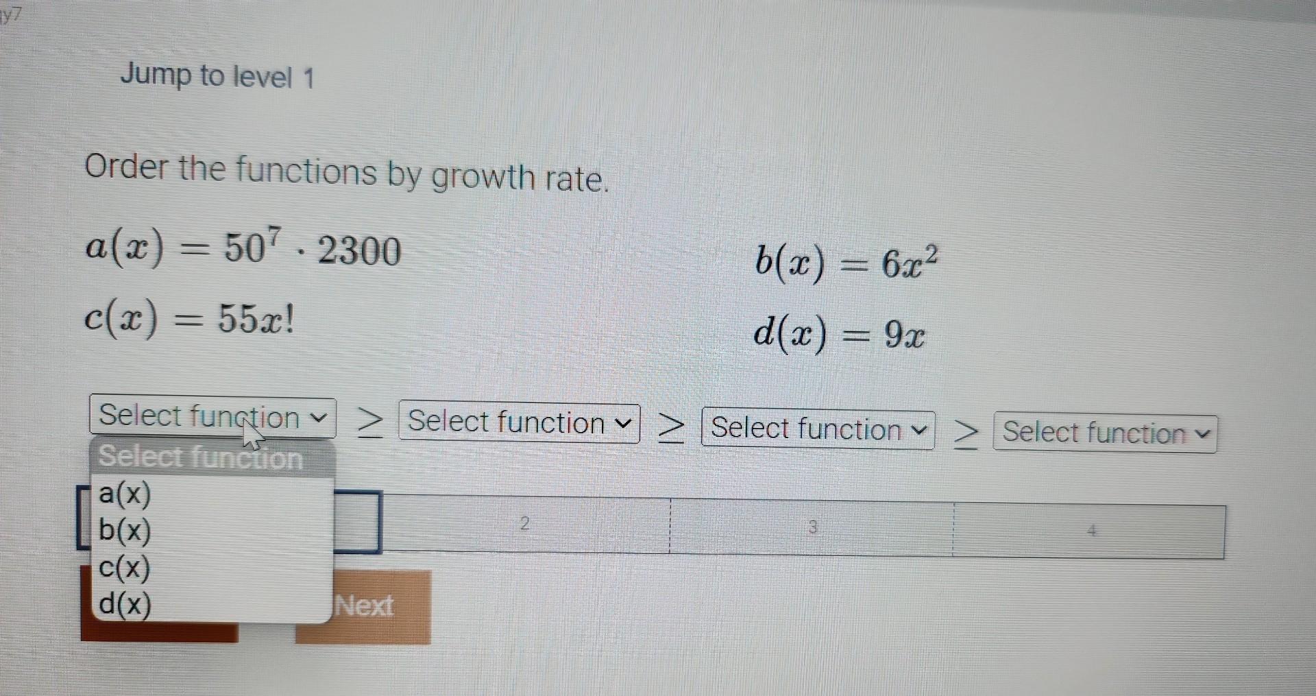 Solved Order the functions by growth rate. | Chegg.com