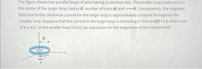 Solved The figure shows two parallel loops of wire having a | Chegg.com