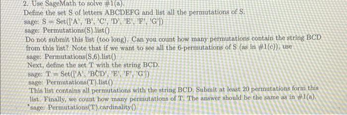 2. Use SageMath to solve #1(a). Define the set S of | Chegg.com