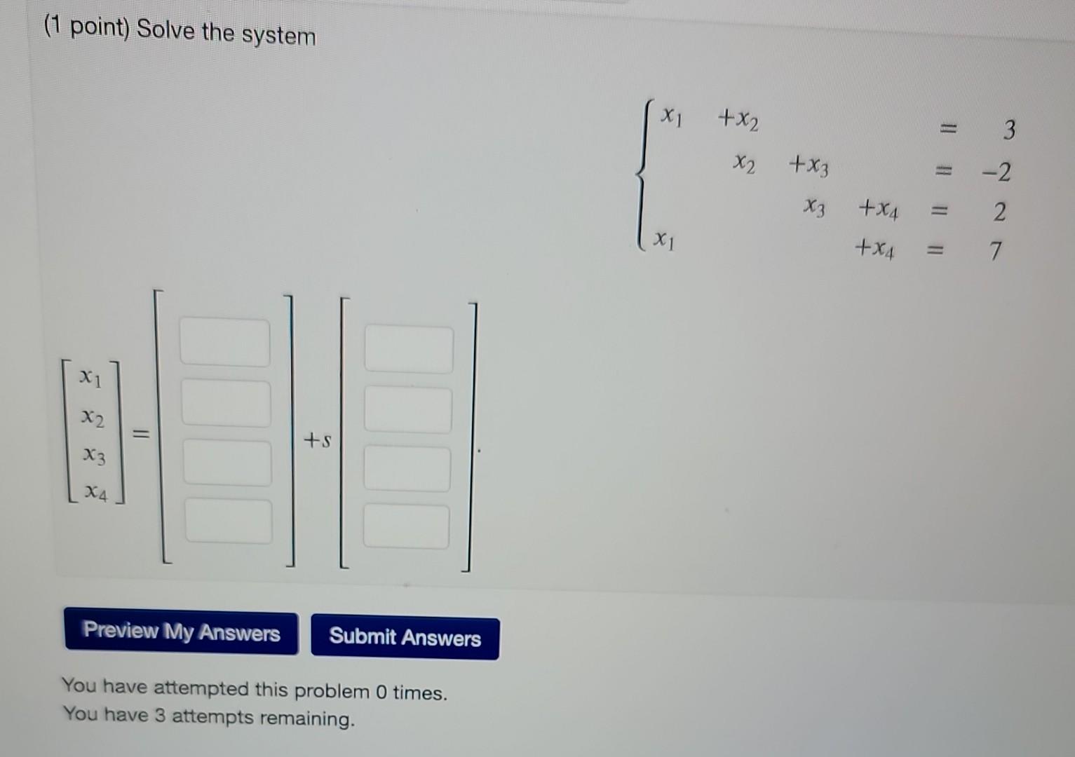 Solved 1 Point Solve The System