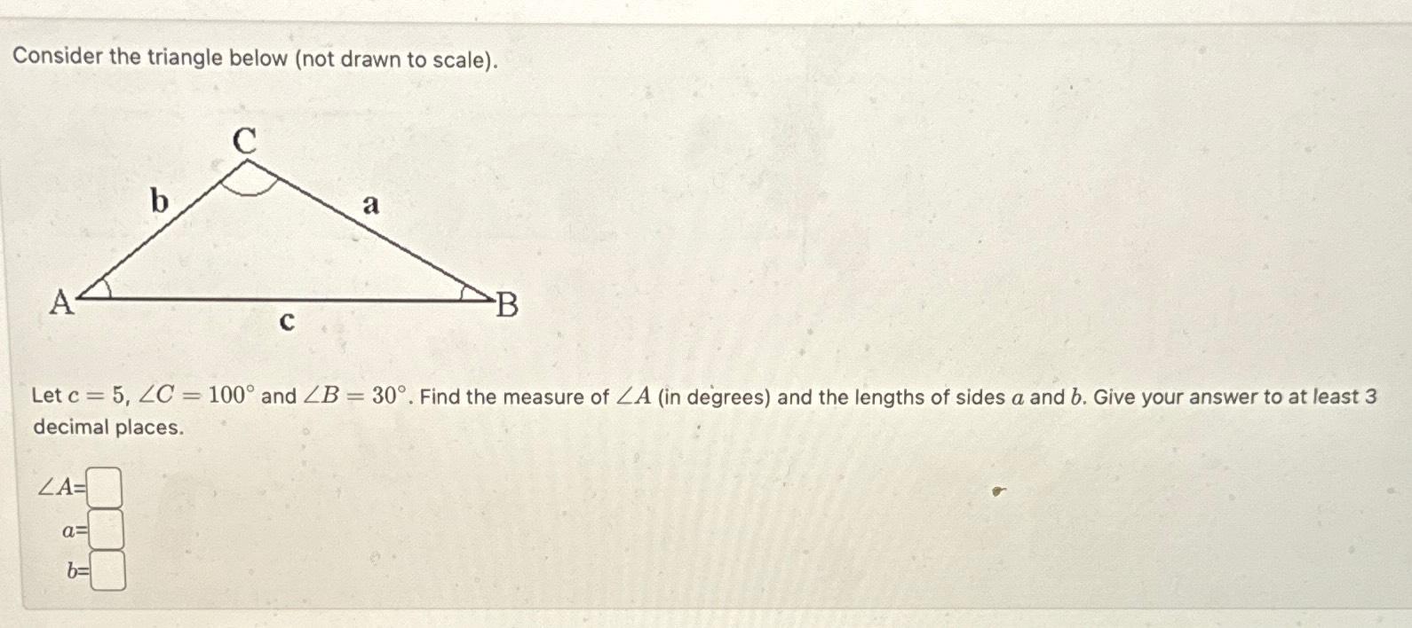 Solved Consider the triangle below (not drawn to scale).Let | Chegg.com