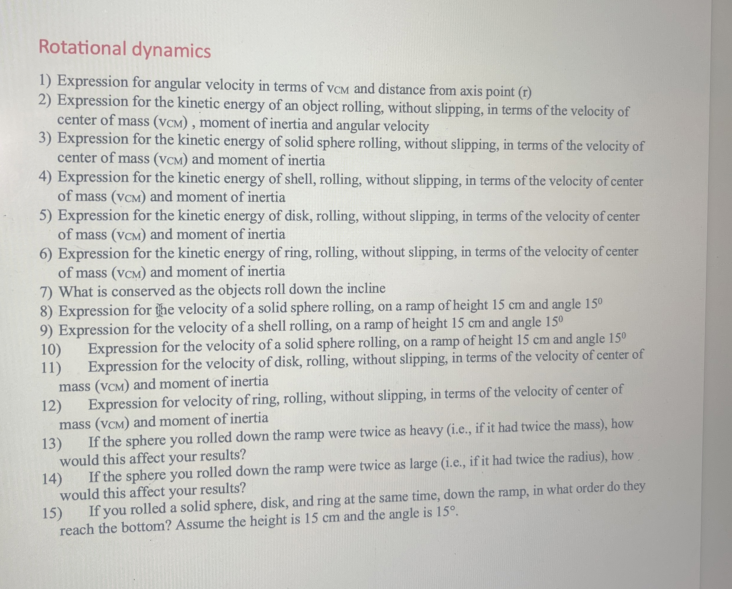 Solved Rotational dynamicsExpression for angular velocity in | Chegg.com