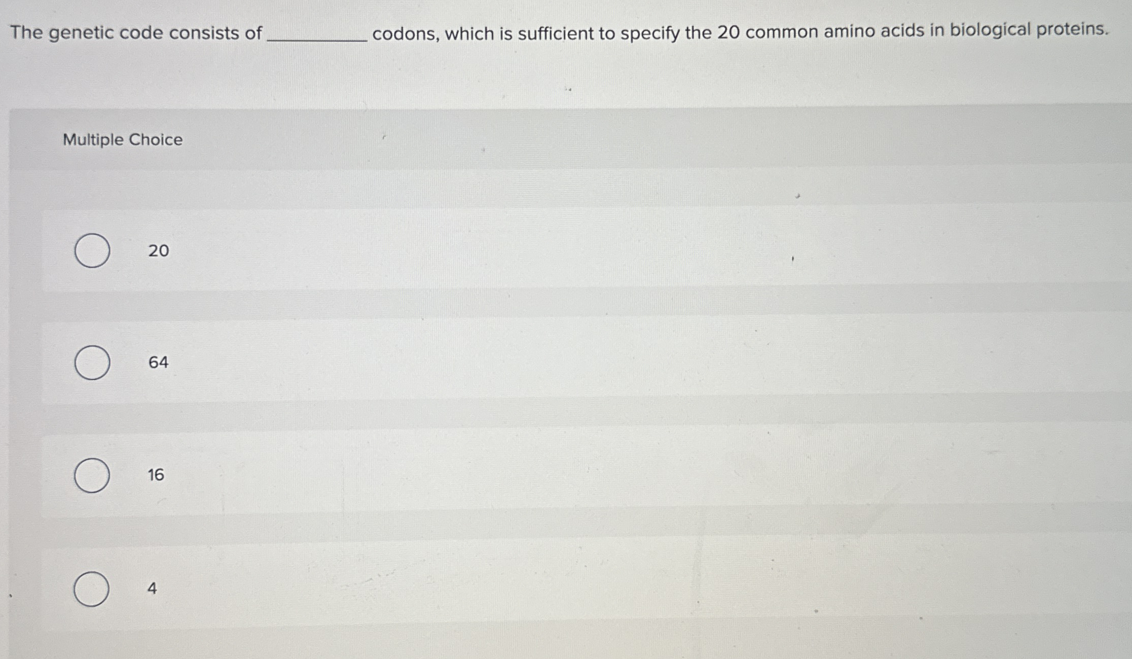 Solved The genetic code consists ofcodons, which is | Chegg.com
