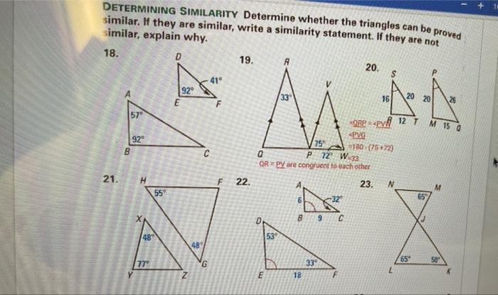 Solved DETERMINING SIMILARITY Determine whether the | Chegg.com