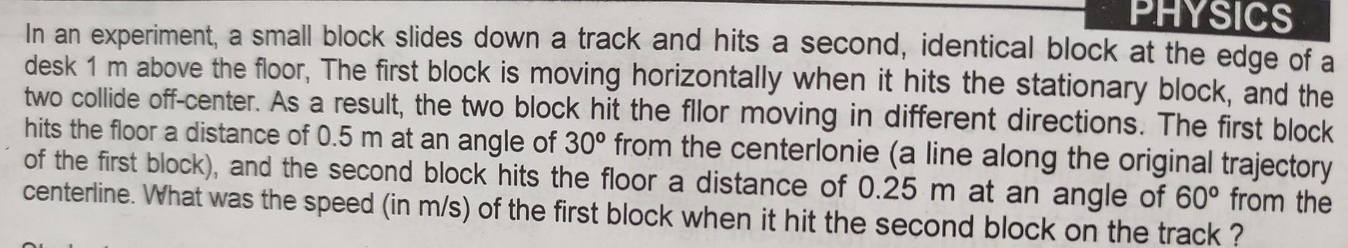 Solved In an experiment, a small block slides down a track | Chegg.com