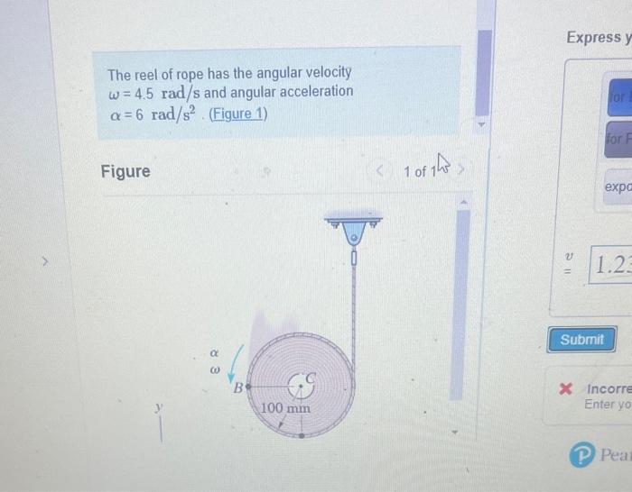 Solved Express The reel of rope has the angular velocity | Chegg.com