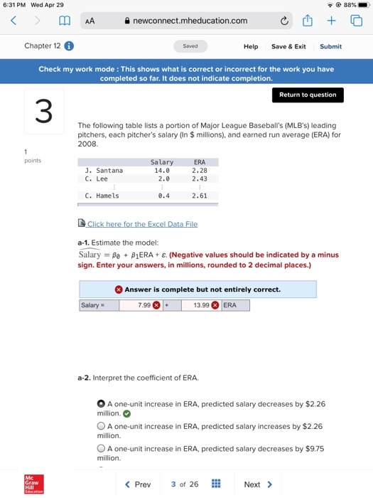 Solved 88% 6:31 PM Wed Apr 29 m . + AA | Chegg.com