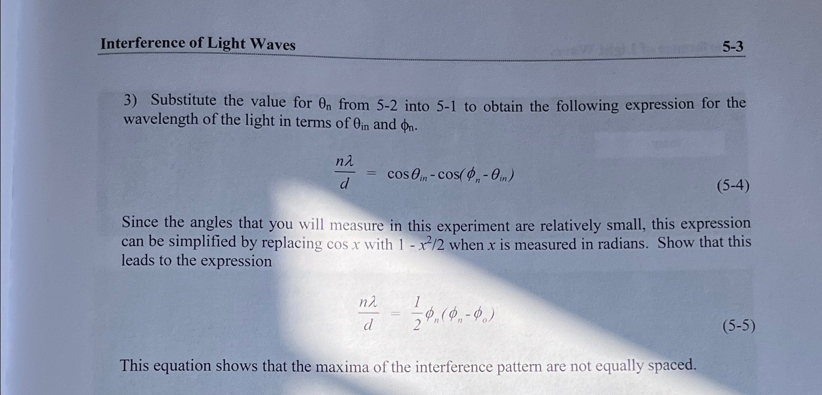 Solved Interference of Light Waves5-3Substitute the value | Chegg.com