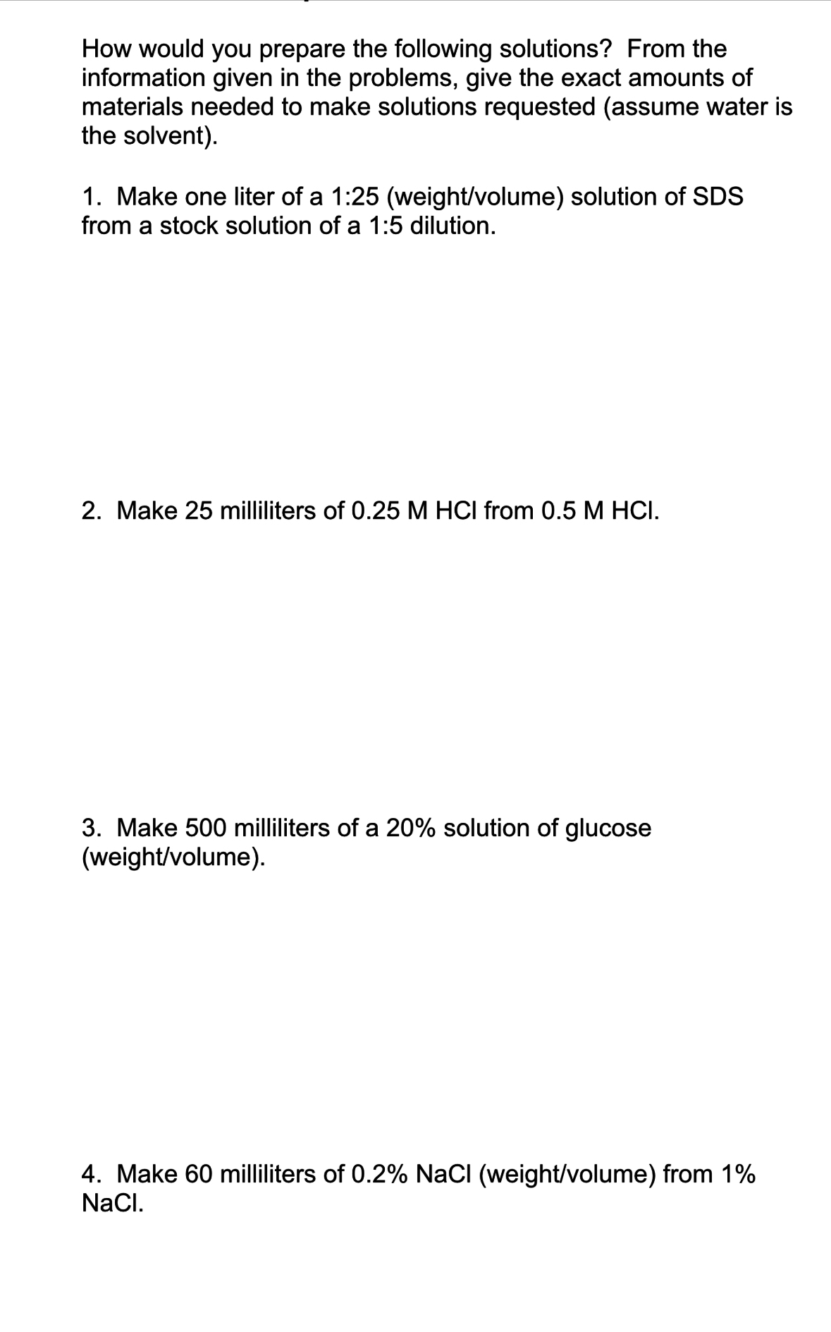 Solved How would you prepare the following solutions? From | Chegg.com