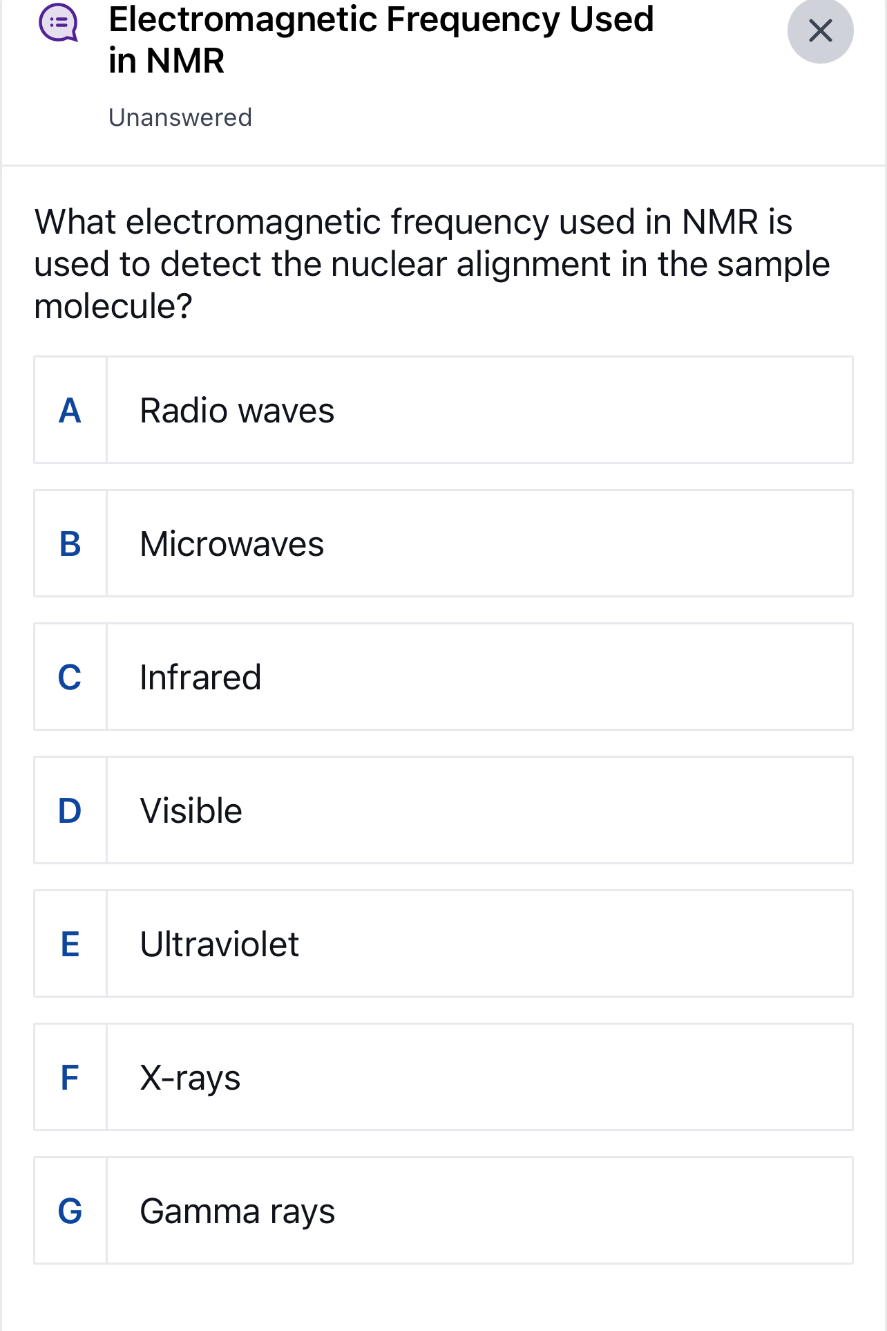 Solved Electromagnetic Frequency Used in NMRUnansweredWhat | Chegg.com