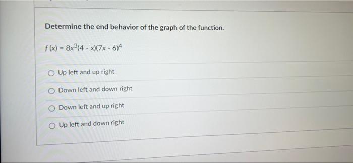 Solved Determine the end behavior of the graph of the | Chegg.com