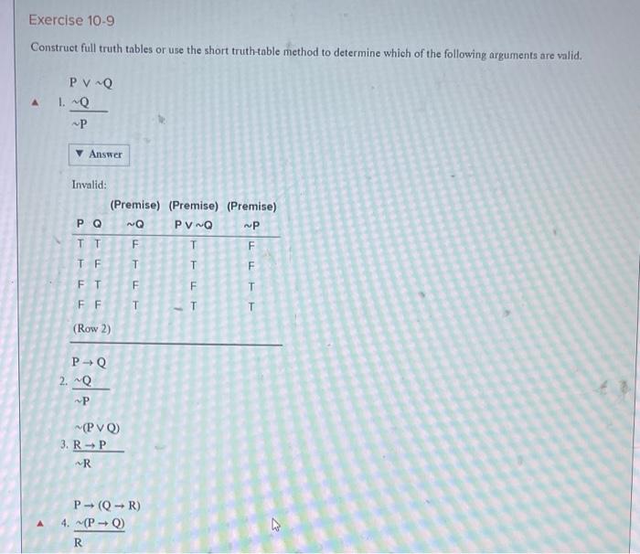 Construet full truth tables or use the short | Chegg.com
