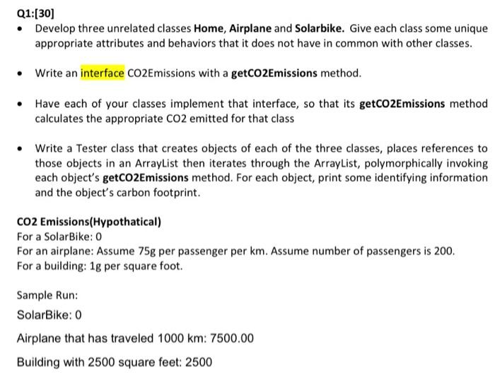 Solved Q1:[30] - Develop three unrelated classes Home, | Chegg.com