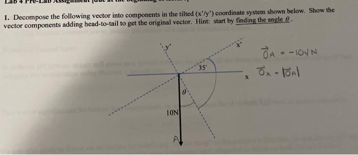 Solved 1. Decompose the following vector into components in | Chegg.com