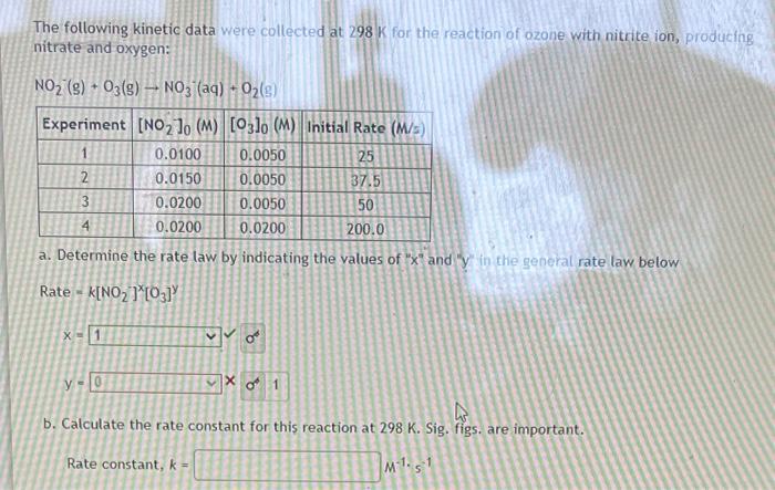 Solved The following kinetic data were collected at 298 K | Chegg.com