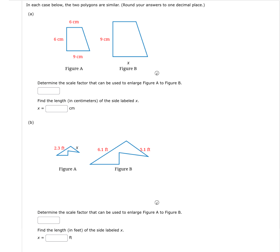 Solved In each case below, the two polygons are similar. | Chegg.com