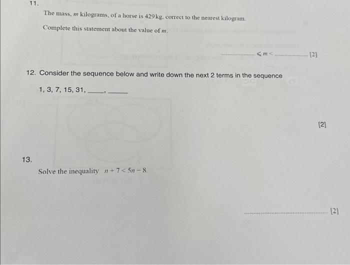 Solved 11. The mass, m kilograms, of a horse is 429 kg, | Chegg.com