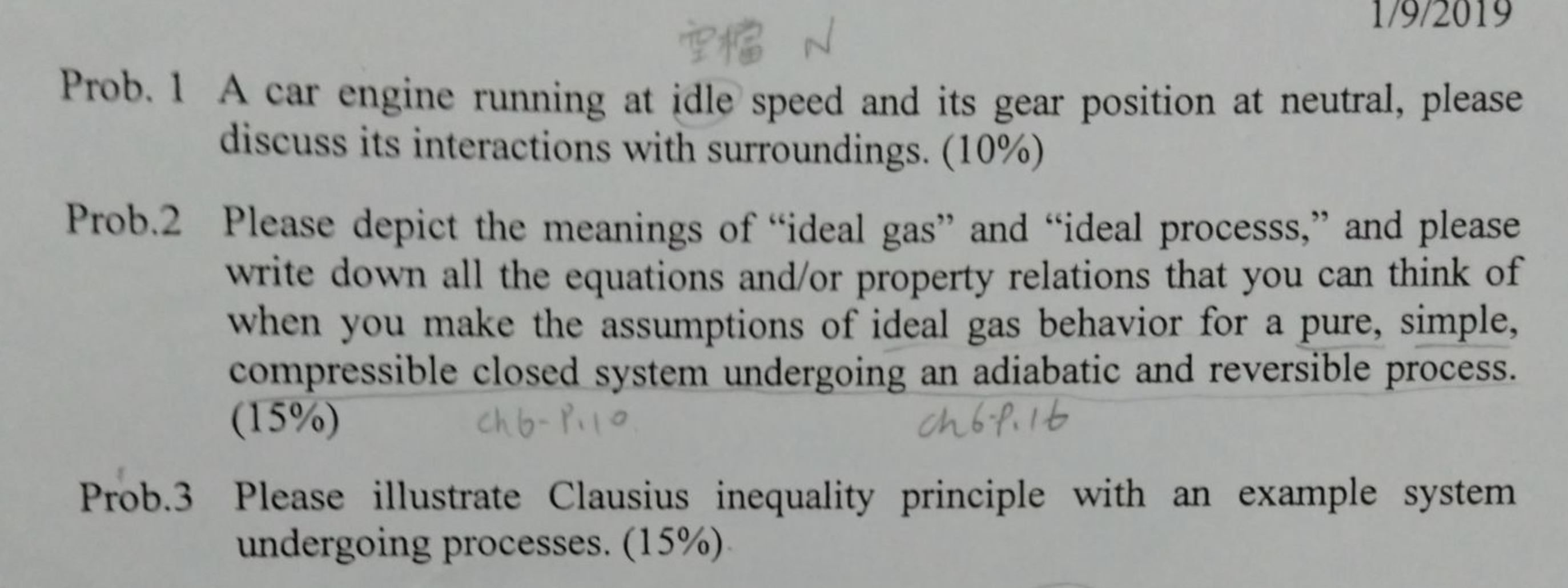 Solved Prob. 1 ﻿A car engine running at idle speed and its | Chegg.com