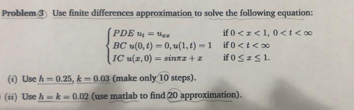 Solved Problem 3 Use finite differences approximation to | Chegg.com