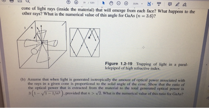 Solved cone of light rays (inside the material that will | Chegg.com