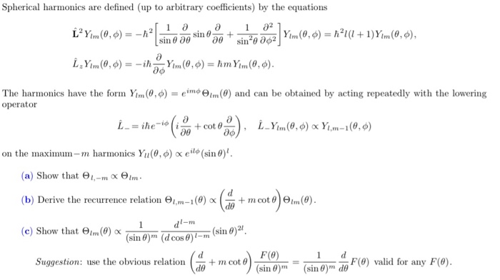 Solved Spherical harmonics are defined (up to arbitrary | Chegg.com