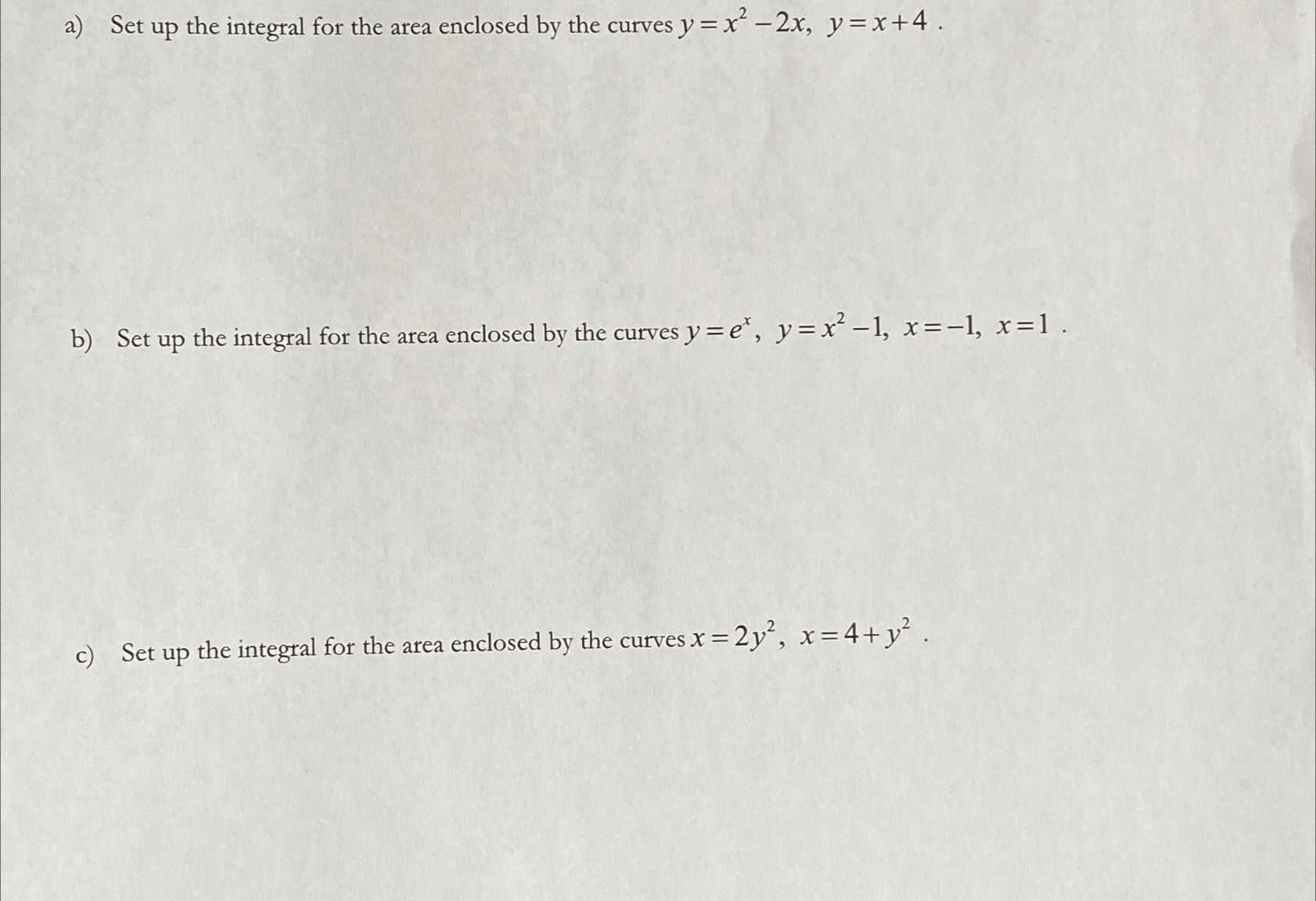 Solved a) ﻿Set up the integral for the area enclosed by the | Chegg.com