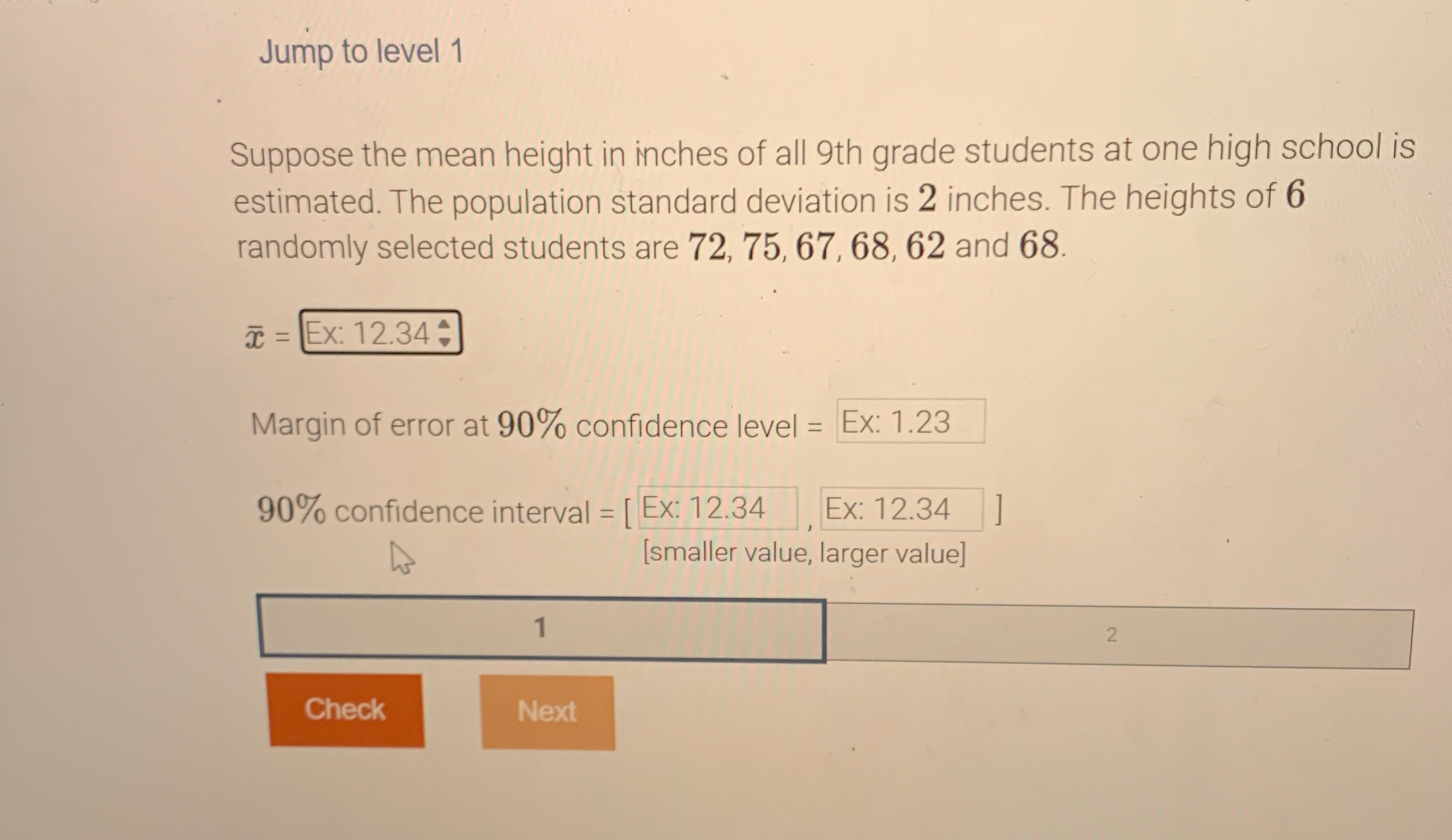 Solved Jump to level 1Suppose the mean height in inches of | Chegg.com