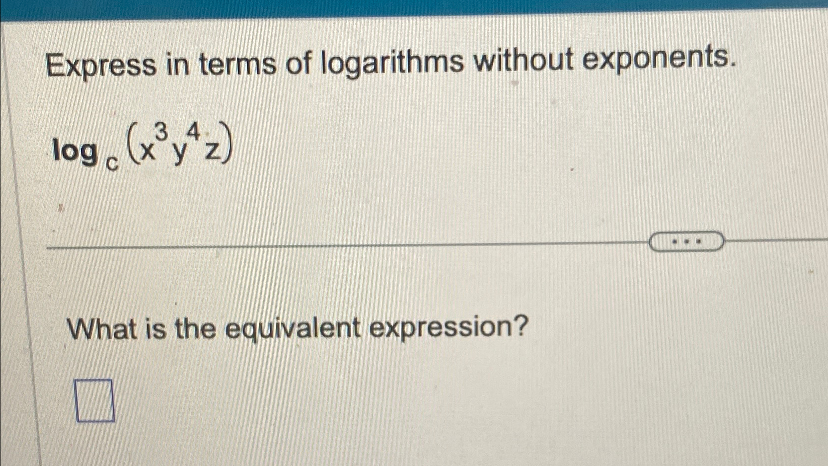 Solved Express in terms of logarithms without | Chegg.com
