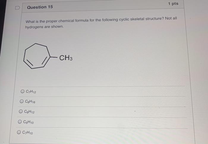 Solved 1 pts Question 15 What is the proper chemical formula | Chegg.com