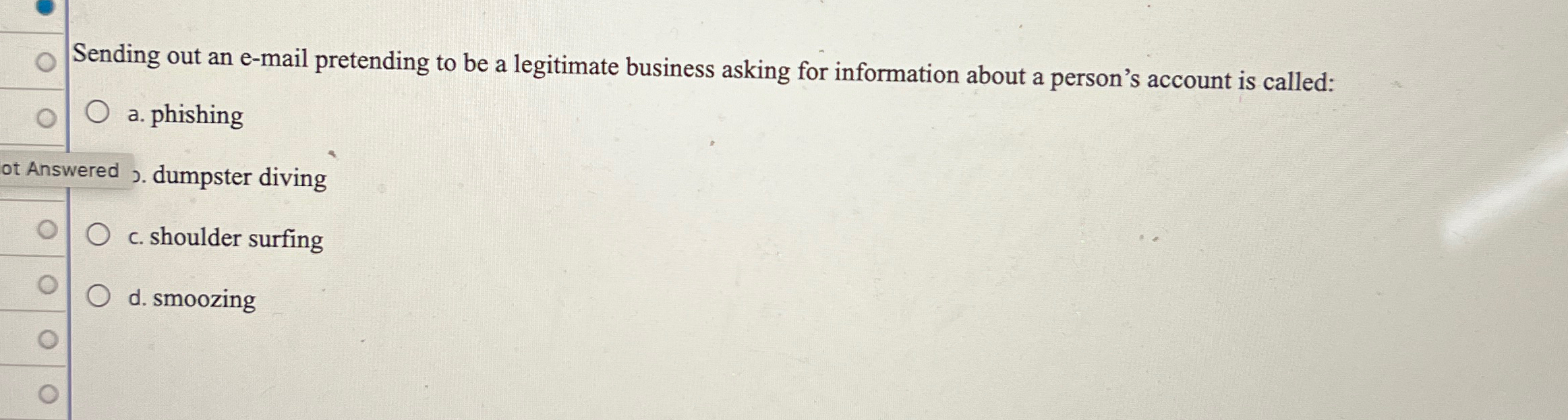 Solved Sending out an e-mail pretending to be a legitimate | Chegg.com