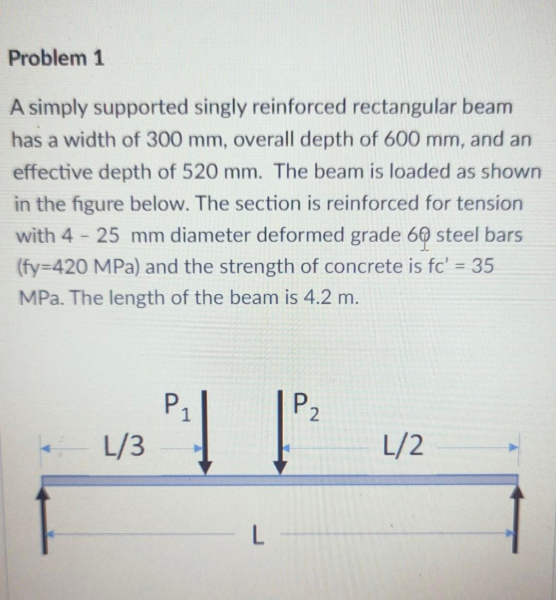 Solved Problem 1 A simply supported singly reinforced | Chegg.com