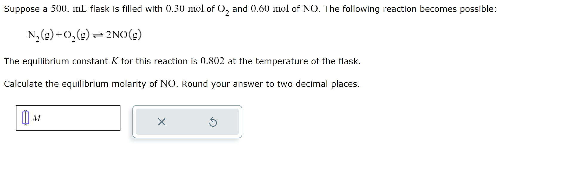 Solved The equilibrium constant for this reaction is at | Chegg.com