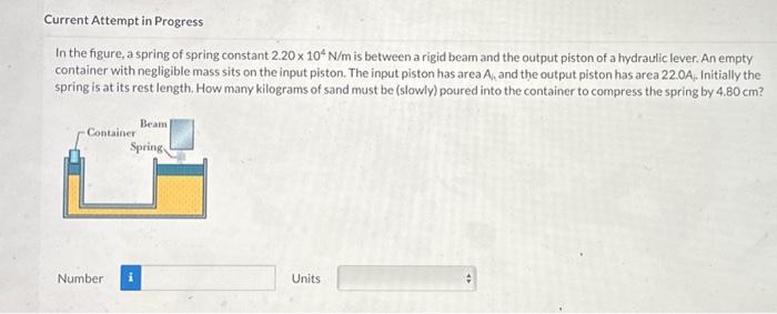Solved In the figure, a spring of spring constant 2.20×104 | Chegg.com