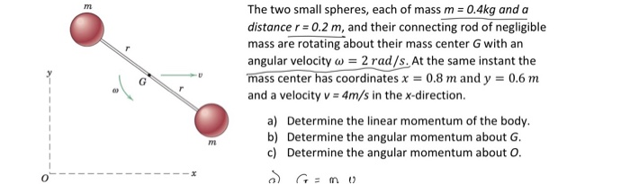 Solved The two small spheres, each of mass m = 0.4kg and a | Chegg.com