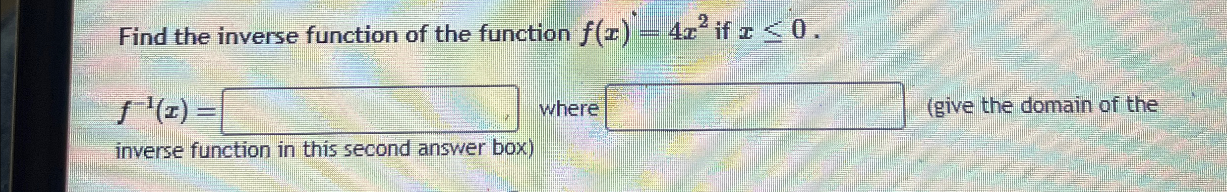 Solved Find the inverse function of the function f(x)=4x2 | Chegg.com