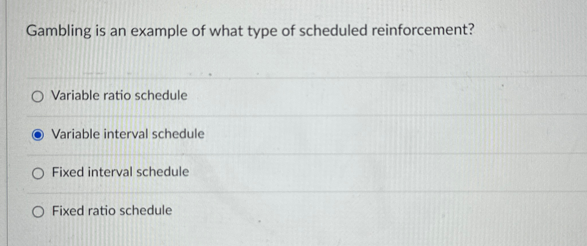 Solved Gambling is an example of what type of scheduled | Chegg.com